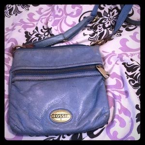 Fossil | Bags | Authentic Fossil Blue Leather Crossbody | Poshmark